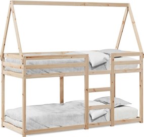 Patrová postel se střechou 80 x 200 cm masivní borové dřevo 3282081