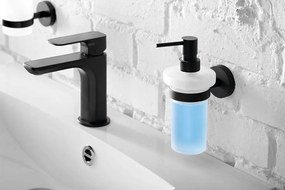 Sapho, X-ROUND BLACK dávkovač mýdla, mléčné sklo, 230ml, černý, XR101B