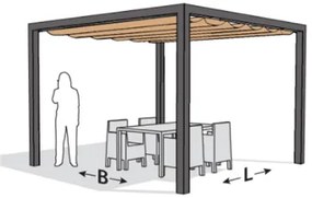 Platinum Volně stojící pergola se sluneční harmonikou Farba Harmoniky: Piesková, Farba Pergoly: Antracitová RAL 7016, Vonkajší rozmer Pergoly: 4,02 x 4,02 m