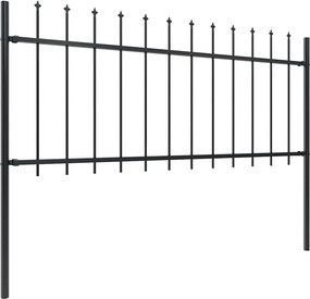Zahradní plot s kopím nahoře ocelový 1005 x 80 cm černý 277607