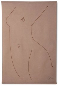 HK living Autorský plakát Woman silhouette 147x97 cm, béžová barva, dřevo, textil