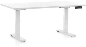 Výškově nastavitelný stůl OfficeTech C, 140 x 80 cm, bílá podnož, bílá