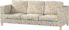 Potah na pohovku IKEA  Karlanda 3-místná nerozkládací, krátký barva žlutá látka pletený vzor, vzorované