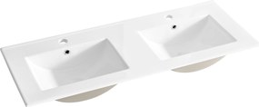 Comad Nábytkové keramické dvojumyvadlo UM-8003-LAVA 120D, 121x46 cm, bílá lesklá