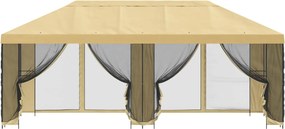 Zahradní altán se stěnami 6 x 3 m Krémová Polyester a ocel 3376020