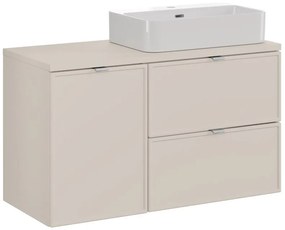 Závěsná skříňka Bella Cashmere Trust 2 s deskou a umyvadlem 100 cm kašmír/bílá