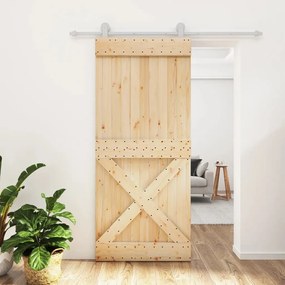 Posuvné dveře s kováním 90 x 210 cm masivní borové dřevo,  3203097