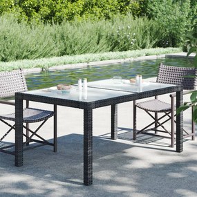 Zahradní stůl 150 x 90 x 75 cm tvrzené sklo a polyratan černý 316705