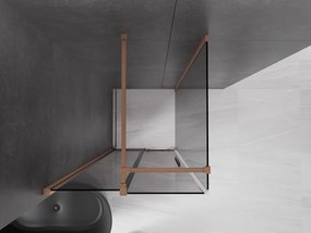 Mexen Velar, sprchový kout s posuvnými dveřmi 100 x 100 cm, 8mm šedé sklo, měděná matná, 871-100-100-41-65
