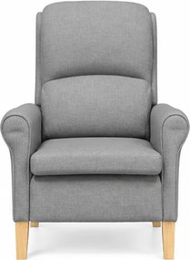 křeslo relaxační, odpočinkové, ušák, dřevo/textil, 101x95x75 cm, přírodní/světle šedá, Dekorino KR20260034