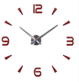 Nástěnné samolepicí 3D hodiny Barevná varianta: Červená, Varianta: 87cm