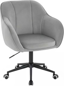 LuxuryForm DESIGN Otočná židle AVOLA VELUR na černé podstavě s kolečky - světle šedá
