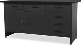 Dílenský stůl se zásuvkami, černý, 1700x850x600 mm: HENRY All Black