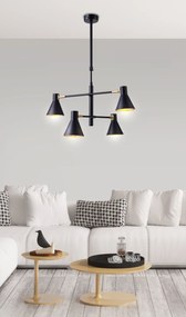 Černo-zlatý závěsný lustr Less pro žárovku 4x E14  - Candellux