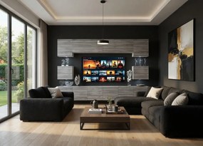 Obývací stěna 300 cm TV šedá antracit grafit IMP PRIMO 3/5/W/GW1/0/0