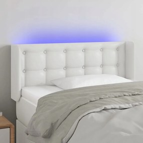 Čelo Postele S Led Bílé Umělá Kůže Bílá 83 x 16 x 78/88 cm