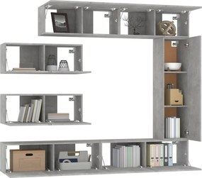 7dílný set TV skříněk betonově šedý kompozitní dřevo 3114561
