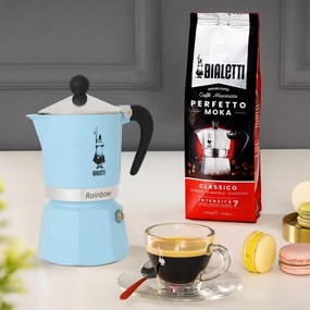 Bialetti Moka kávovar Rainbow na 3 šálky světle modrá