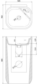 Mexen Irma, volně stojící umyvadlo 50x46x87cm, černá matná, 26145170