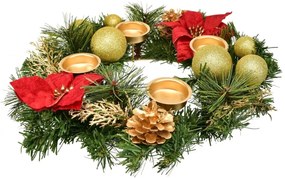 Adventní věnec zdobený Poinsetie, 33 cm