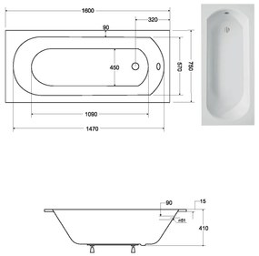 Besco Intrica Slim akrylátová vana Délka vany: 150cm