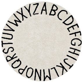 Lorena Canals koberce Přírodní koberec, ručně tkaný Round ABC Natural-Black - 150x150 (průměr) kruh cm