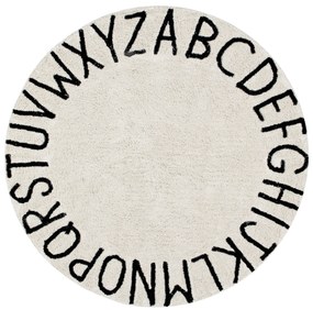 Lorena Canals, Přírodní koberec, ručně tkaný Round ABC Natural-Black, 150x150 (průměr) kruh, bílá, dětský pokoj