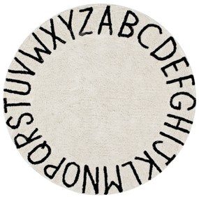 Lorena Canals, Přírodní koberec, ručně tkaný Round ABC Natural-Black, 150x150 (průměr) kruh, bílá, dětský pokoj