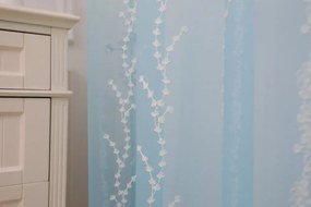 Hotová moderní závěsová záclona Olympia, bílá - modrá 145x250 cm