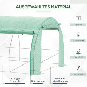 Outsunny polytunelový skleník 3,97x3x2m Walk-in, UV ochrana, rolovací kryty, ocel, zelený| Aosom