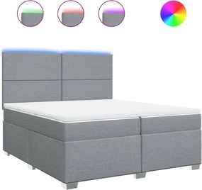 Box spring postel s matrací světle šedá 200 x 200 cm textil 3292888