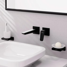 Hansgrohe Logis, páková umyvadlová baterie pod omítku, pro montáž na stěnu Fine s výtokem 206 mm, černá matná, HAN-71256670