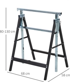 HOMCOM 2 x lešení kozlík skládací výškově nastavitelný do 200 kg z oceli černé barvy 68 x 58 x 80-130 cm pro stavební práce a kutily |