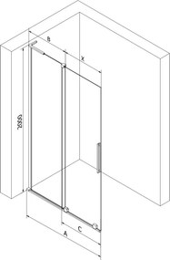Mexen Velar L Walk-in posuvná sprchová stěna 110 x 200 cm, transparentní 8 mm, černá - 871-110-003-03-70
