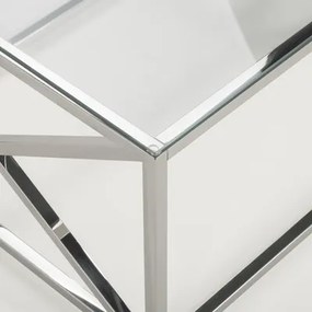 Skleněný konferenční stolek ENAMON stříbrný