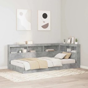 Knihovna postel Betonově šedá 75 x 190 cm Kompozitní dřevo 3335756