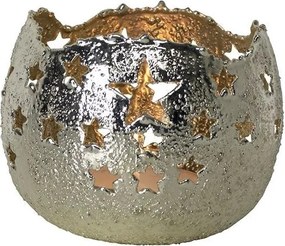 Kovový zlatý svícen s hvězdičkami S - 10*10*8cm
