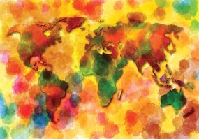 Fototapeta - Barevná mapa světa (254x184 cm)