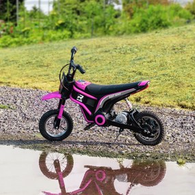 HOMCOM Elektrická motorka pro děti, 24V dětská motorka s klaksonem, světlem, s otočnou rukojetí plynu, 8-16 km/h, 8-12 let, růžová