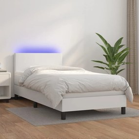 vidaXL Box spring postel s matrací a LED 80 x 200 cm umělá kůže [3134073] Barva: Bílá