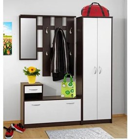 Předsíňová sestava MECKI, wenge / bílá