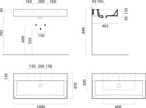 GSI Sapho Kube X 9423211 umyvadlo 100 x 47 cm