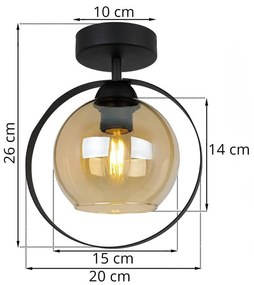 Stropní svítidlo Haga Ring, 1x medové skleněné stínítko