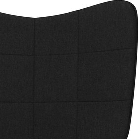 Houpací křeslo se stoličkou černé textil 328024