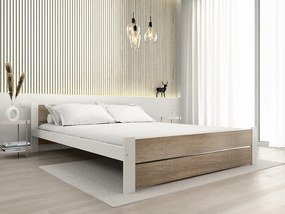 Postel IKAROS DOUBLE 140 x 200 cm, bílá/dub sonoma Matrace: Matrace Coco Maxi 20 cm, Rošt: Bez roštu