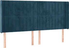 Box spring postel s matrací a LED tmavě modrá 200x200 cm samet 3139707