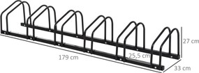 HOMCOM Stojan na kola Stojan na kola odolný proti povětrnostním vlivům Odolný pro montáž na podlahu i stěnu Ocelový až pro 6 kol Černý 179 x 33 x 27 …