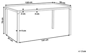 Černý jídelní stůl 150 x 90 cm se světlým dřevem HOCKLEY Beliani