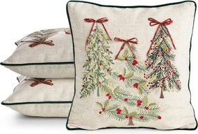 VÁNOČNÍ DEKORAČNÍ POVLAK NA POLŠTÁŘ CONIFER 45X45 CM VZOROVANÝ