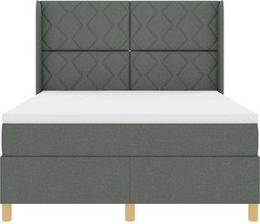 Postel s boxspringem s čelo Tmavě šedá 140 x 200 cm textil 3341897